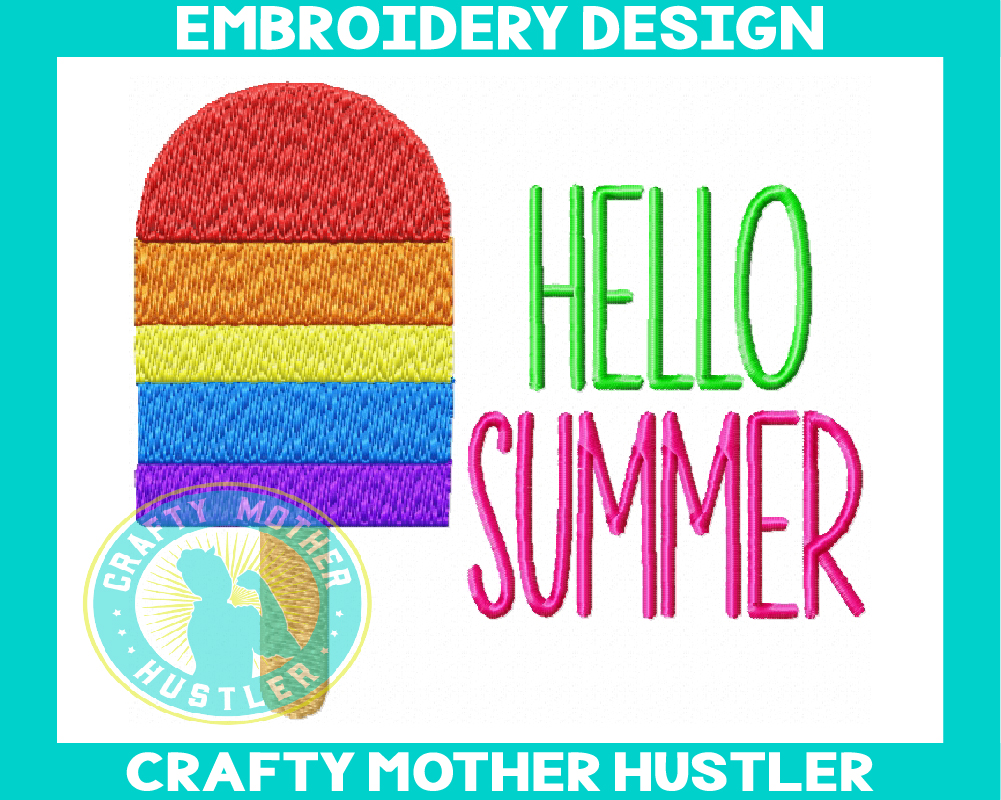 Hello Summer Embroidery Design - Crafty Mother Hustler