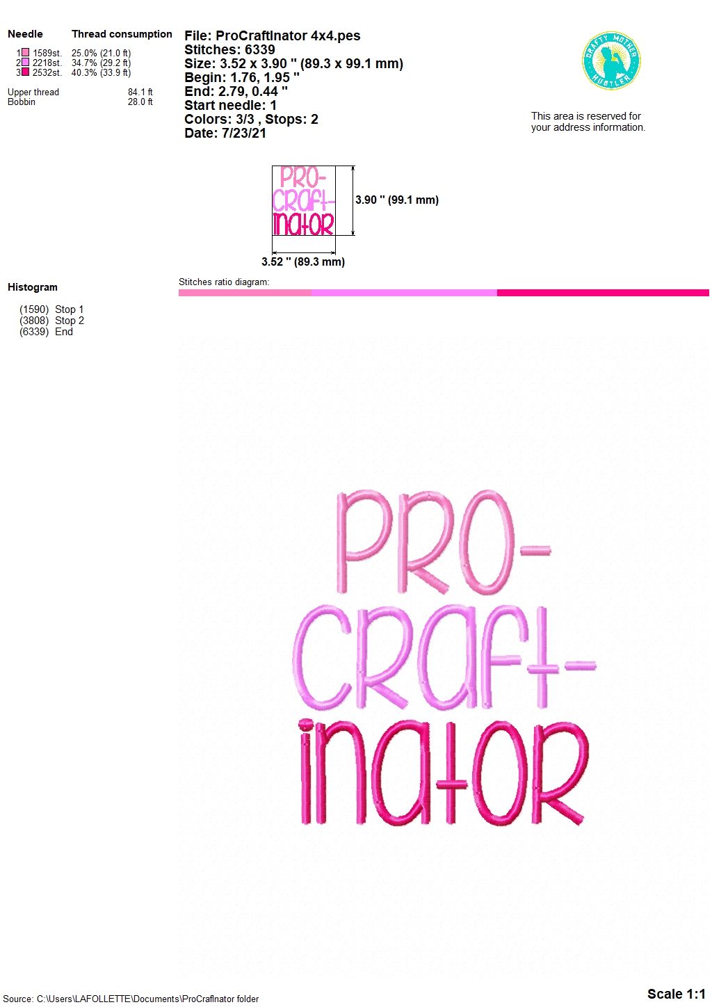 Pro-craft-inator Embroidery Design
