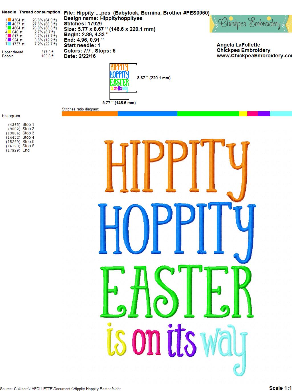 Hippity Hoppity Easter is on its Way Embroidery Design