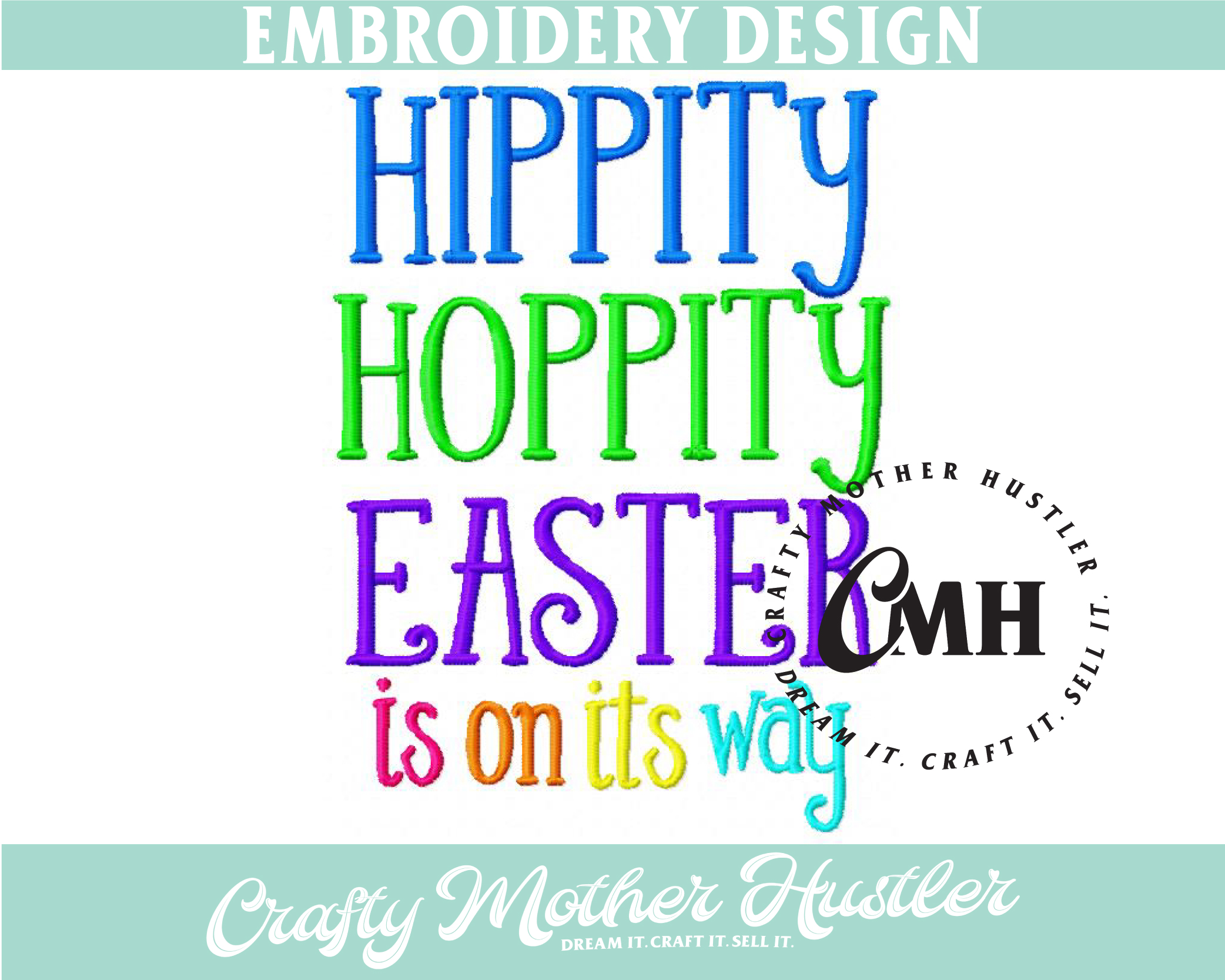 Hippity Hoppity Easter is on its Way Embroidery Design