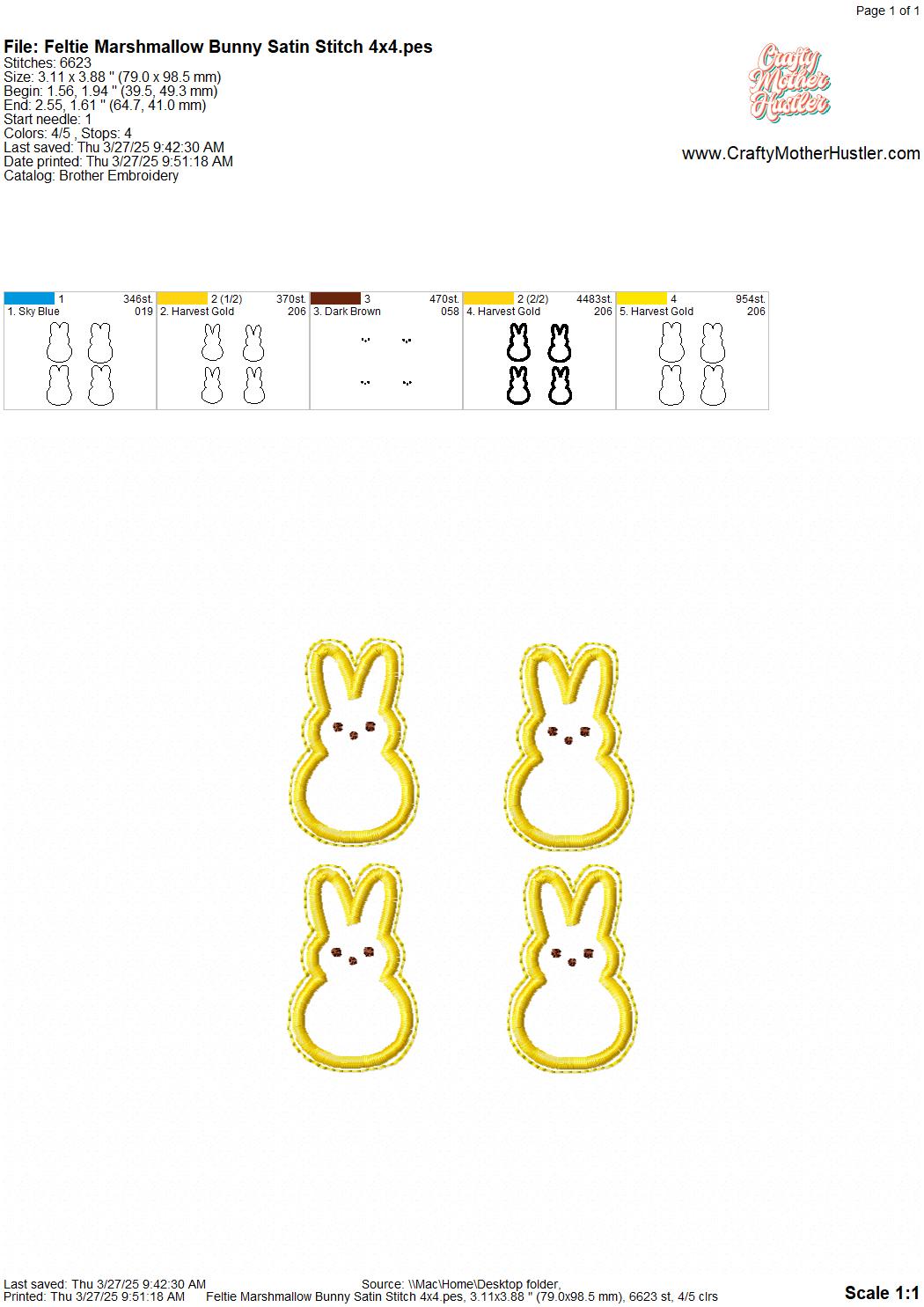 Marshmallow Bunny Felties – Digital Embroidery Design