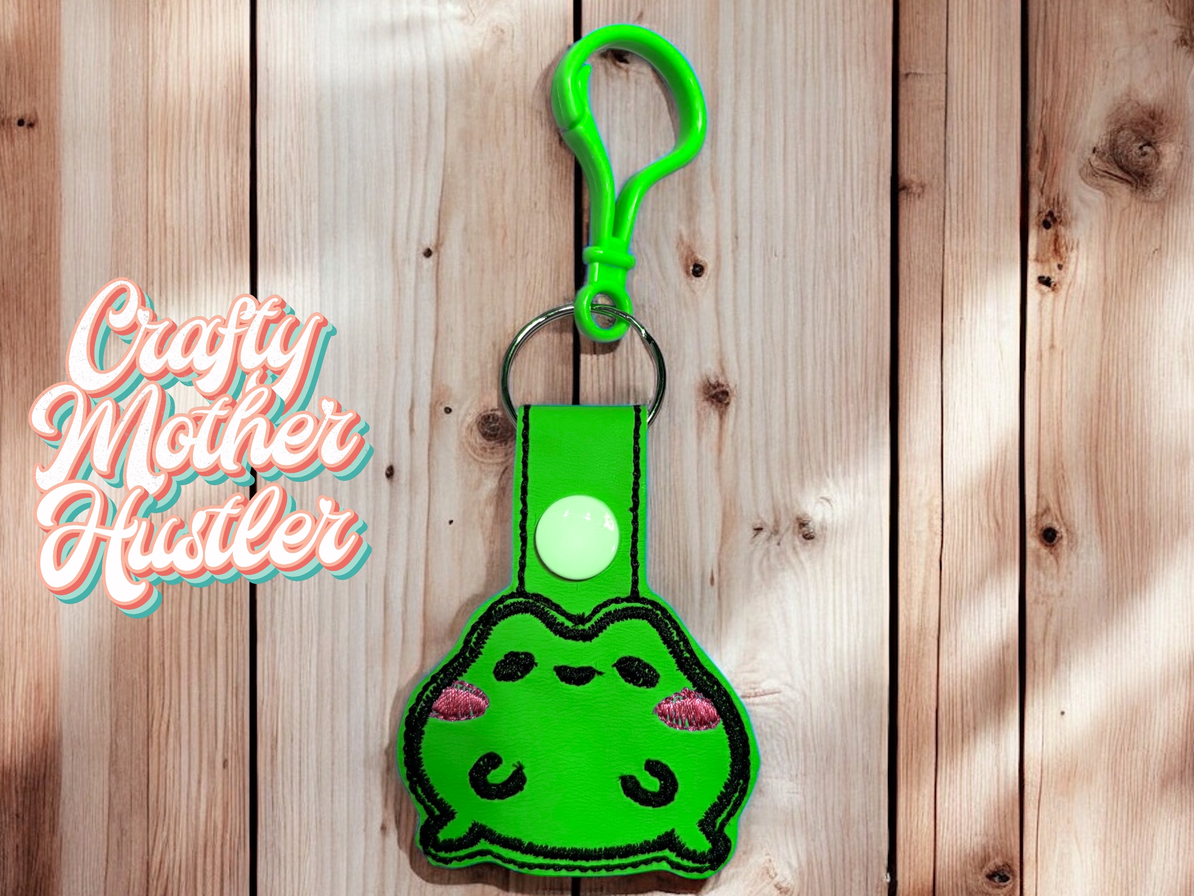ITH Kawaii Frog Snap Tab Embroidery Design