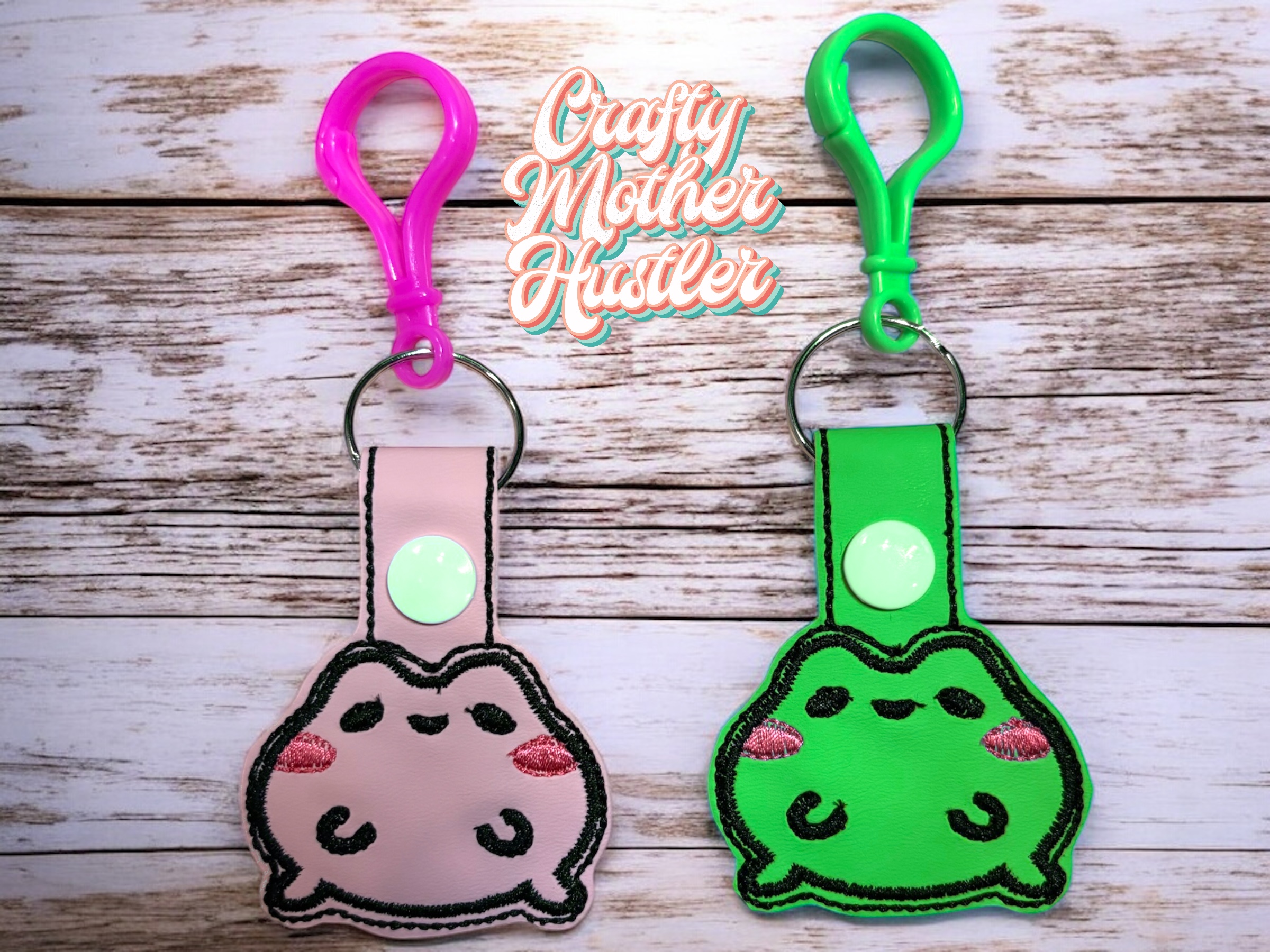ITH Kawaii Frog Snap Tab Embroidery Design